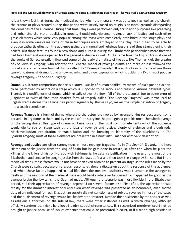 How Did The Medieval Elements of Drama Acquire Some Elizabethan ...