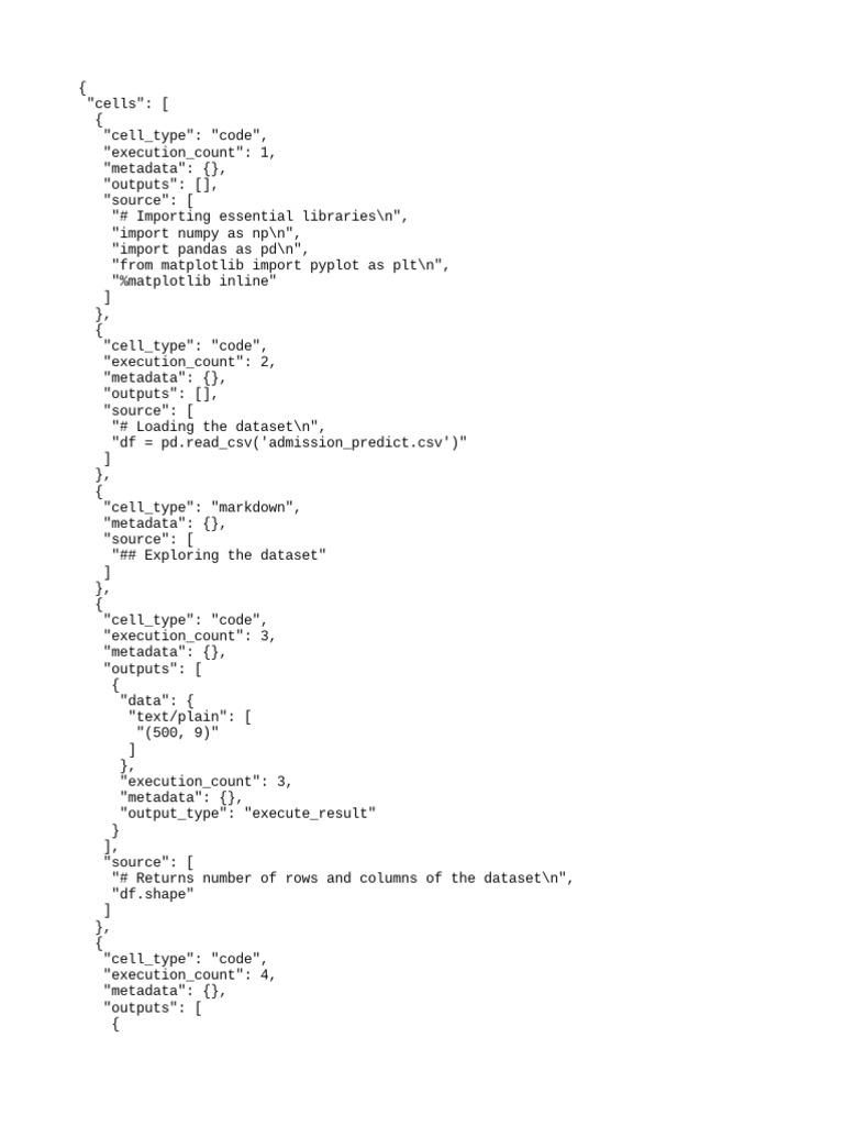 Admission Prediction - Ipynb | PDF | Metadata | Data Management
