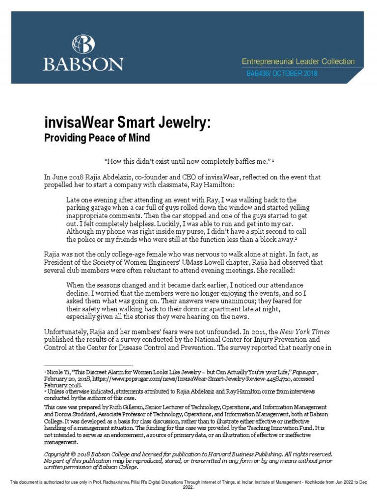 Invisawear Smart Jewelry:: Providing Peace of Mind | PDF | Internet Of ...