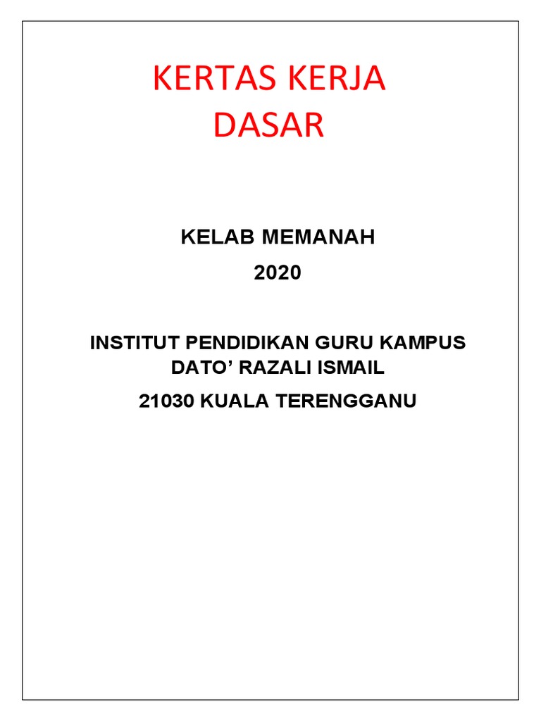 Kertas Kerja Dasar Kelab Memanah Ipgkdri 2020 | PDF