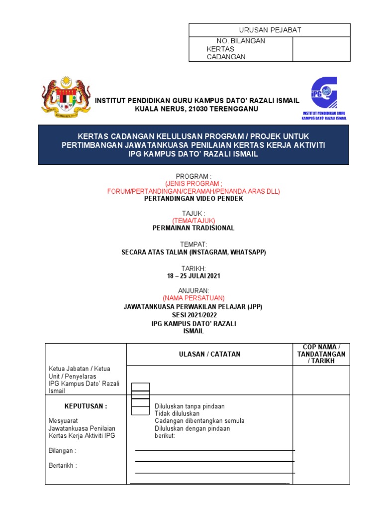 Template Kertas Kerja | PDF