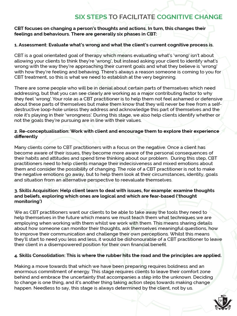 Six Steps To Facilitate Cognitive Change | PDF | Cognitive Behavioral ...