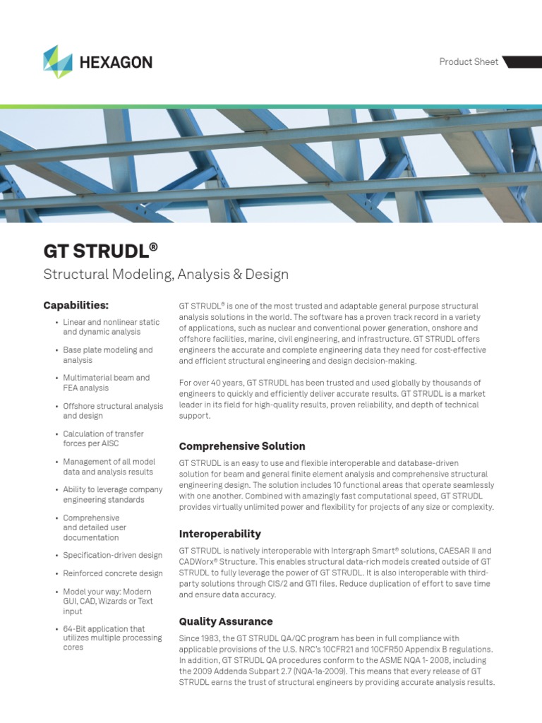 GT Strudl: Structural Modeling, Analysis & Design | PDF | Finite Element Method | Interoperability