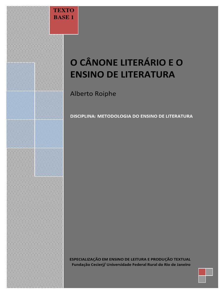 AULA O Cânone Literário e o Ensino de Literatura | PDF | Tempo | Autor