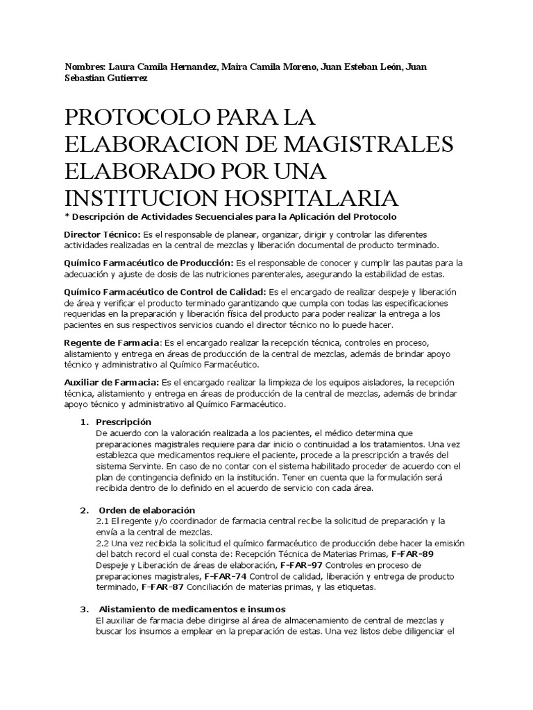 Protocolo Magistral | PDF | Farmacia | Farmacéutico