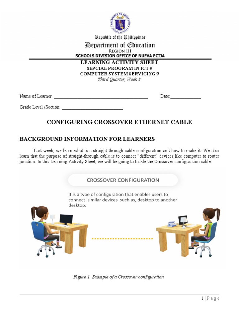 Configuring Crossover Ethernet Cable: Learning Activity Sheet | PDF ...