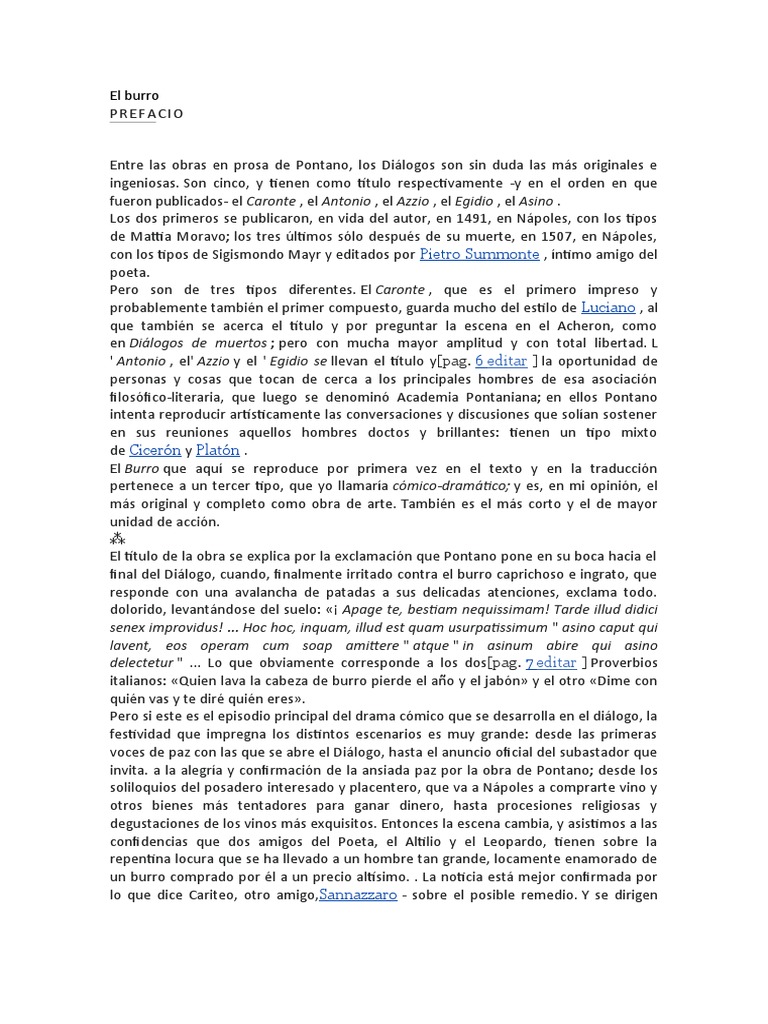 El burro: sátira y gratitud en Pontano | PDF | Historia