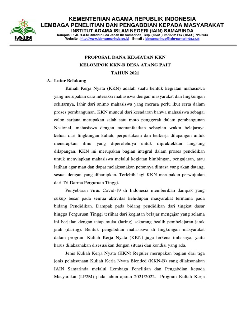 Proposal Dana - Proker KKN | PDF