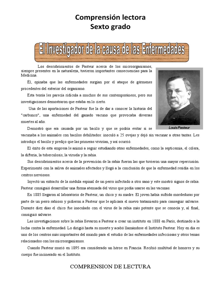 Logros de Louis Pasteur en Medicina | PDF | Luis Pasteur | Rabia