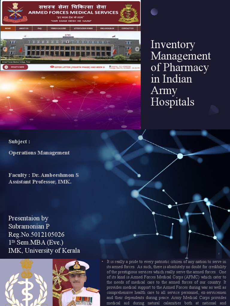 Inventory Management in Army Hospitals | PDF | Inventory | Pharmacy