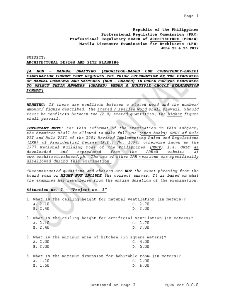Architect Licensure Exam Guidelines | PDF | Door | Test (Assessment)