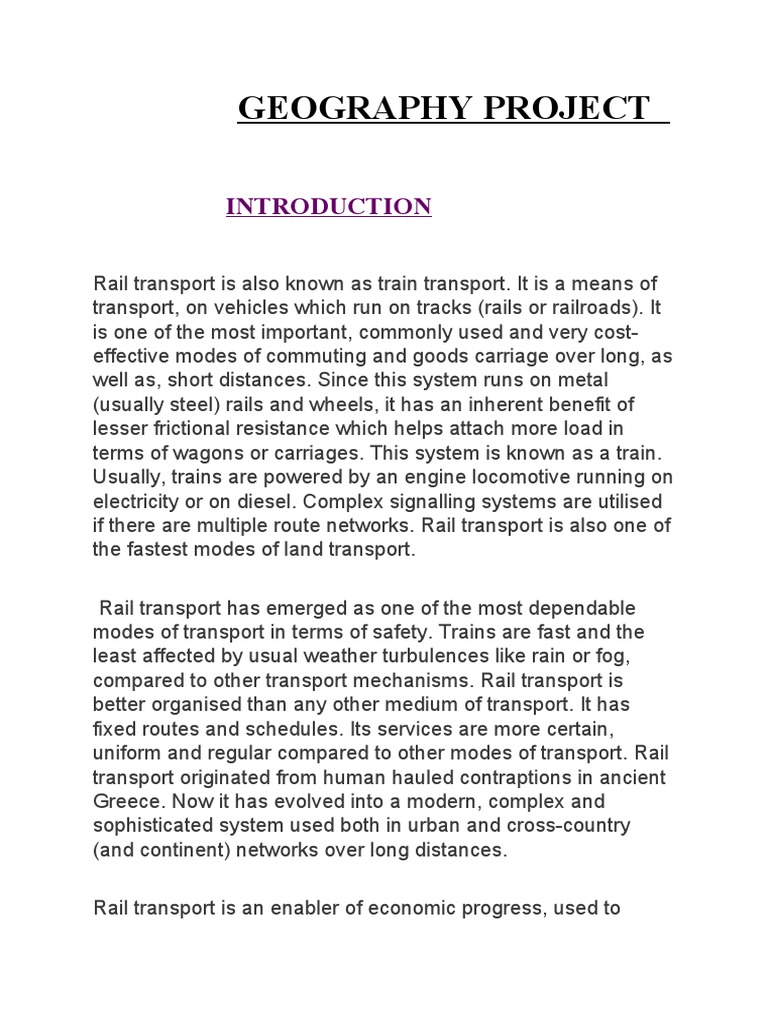 Geography Project | Download Free PDF | Rail Transport | Transport