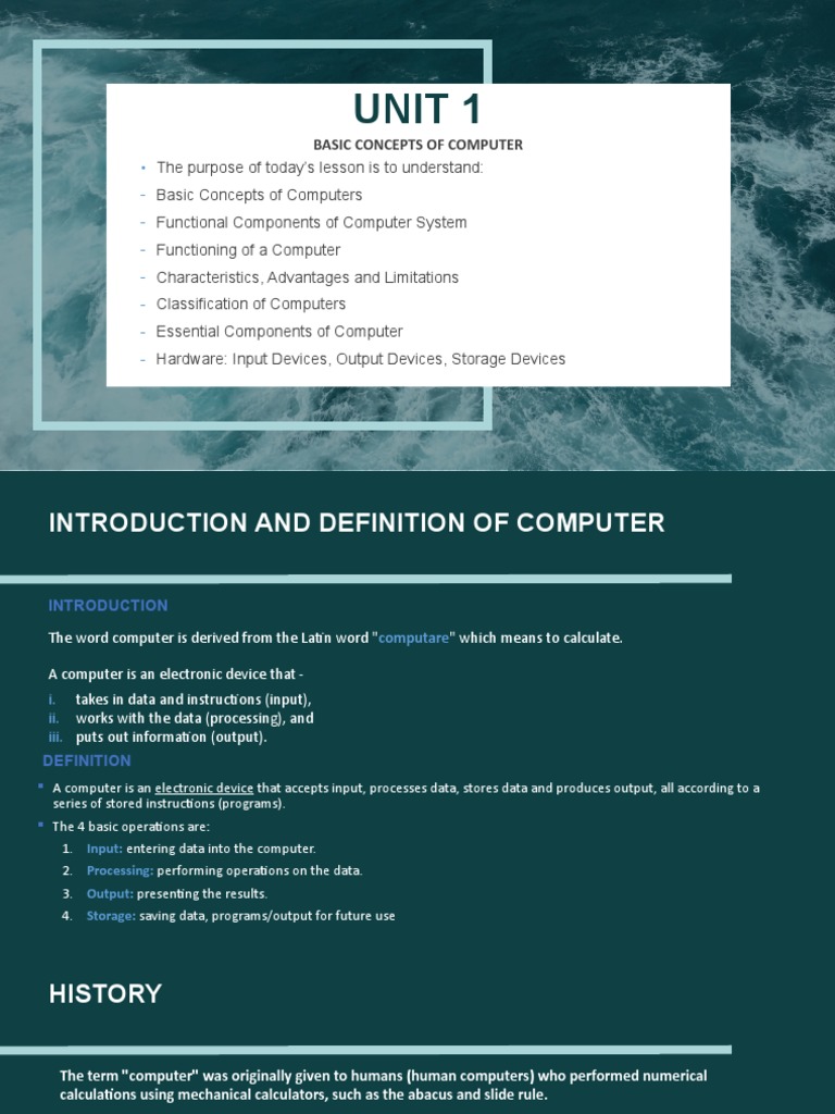 Unit 1 - Basic Concepts of Computer | Download Free PDF | Input/Output | Computer Data Storage
