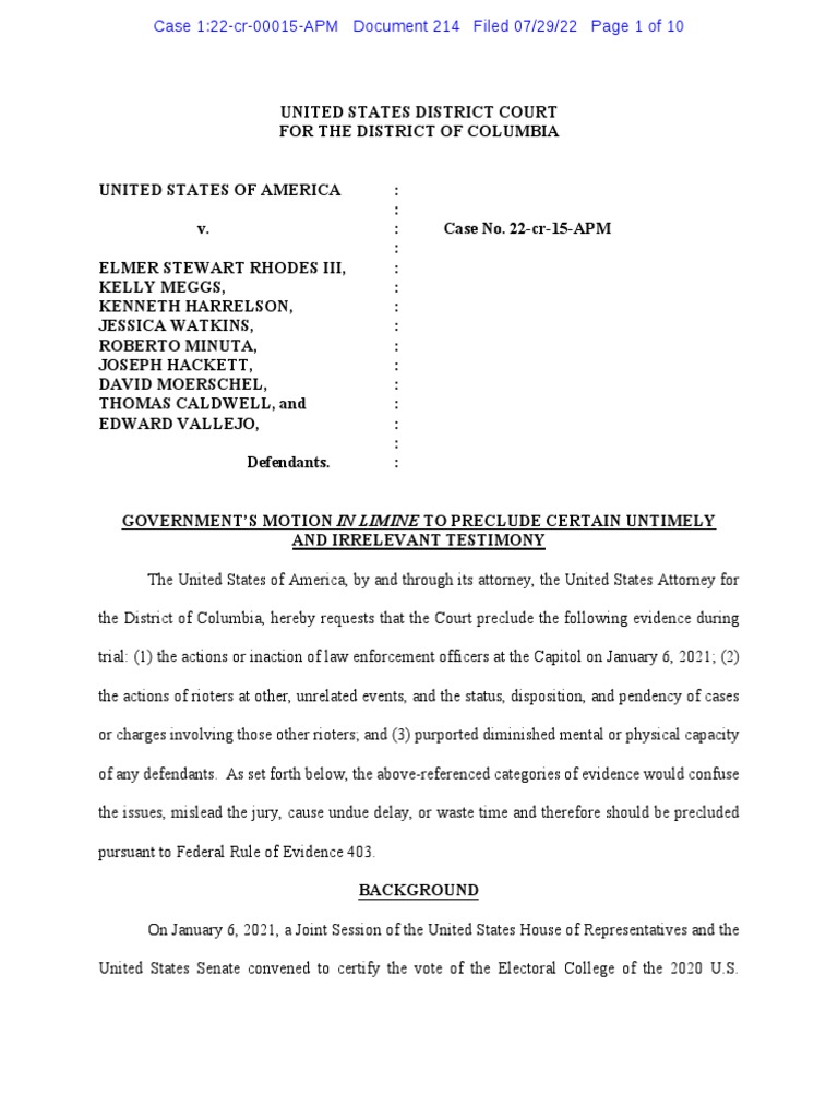 Motion To Exclude Arguments Against LEOs | PDF | Insanity Defense ...