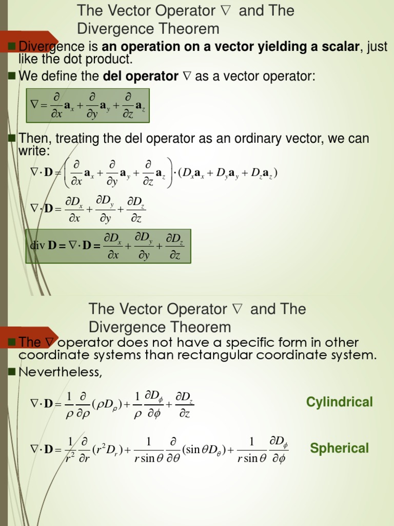 Divergence Is An Operation On A Vector Yielding A Scalar, Just Like The ...