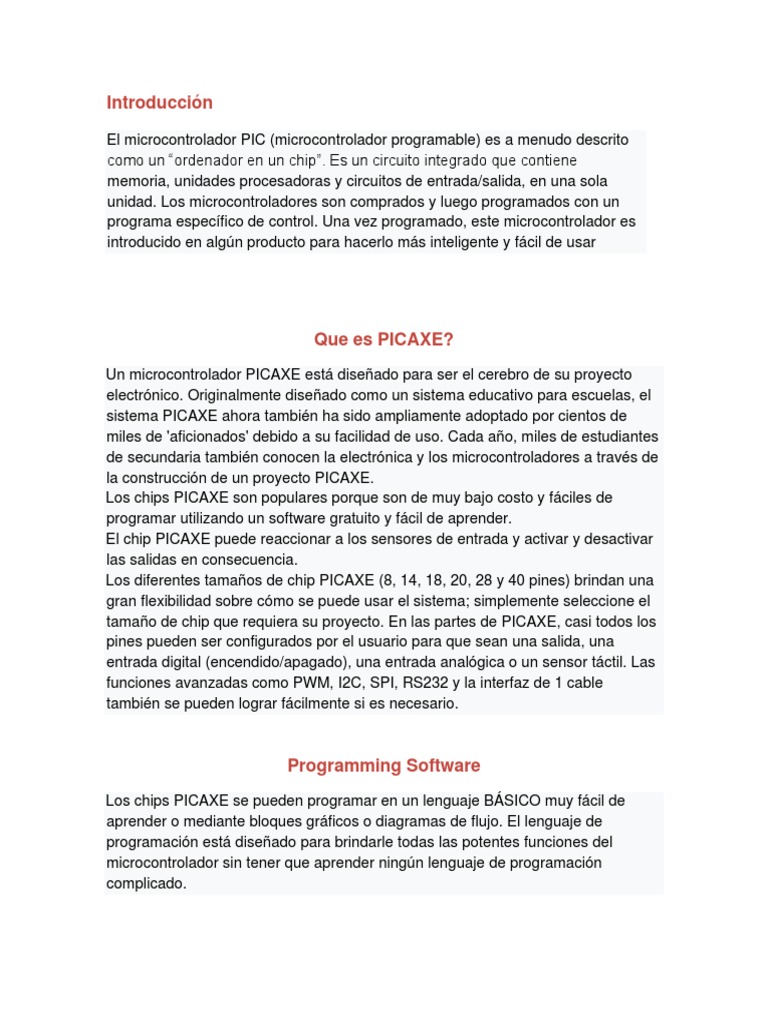 Picaxe | PDF | Microcontrolador | Circuito integrado