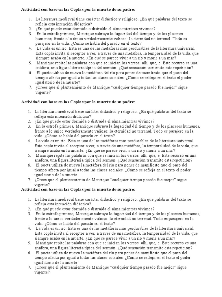 Análisis de Coplas de Manrique | PDF | Poesía