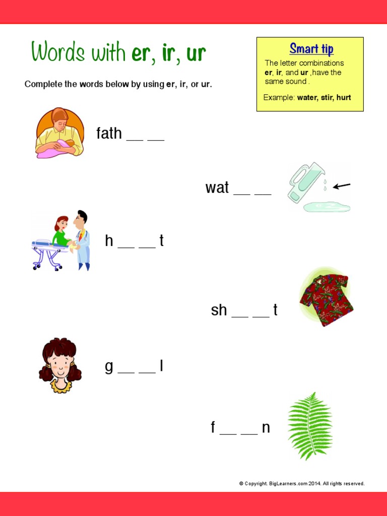Words With Er Ir Ur | PDF