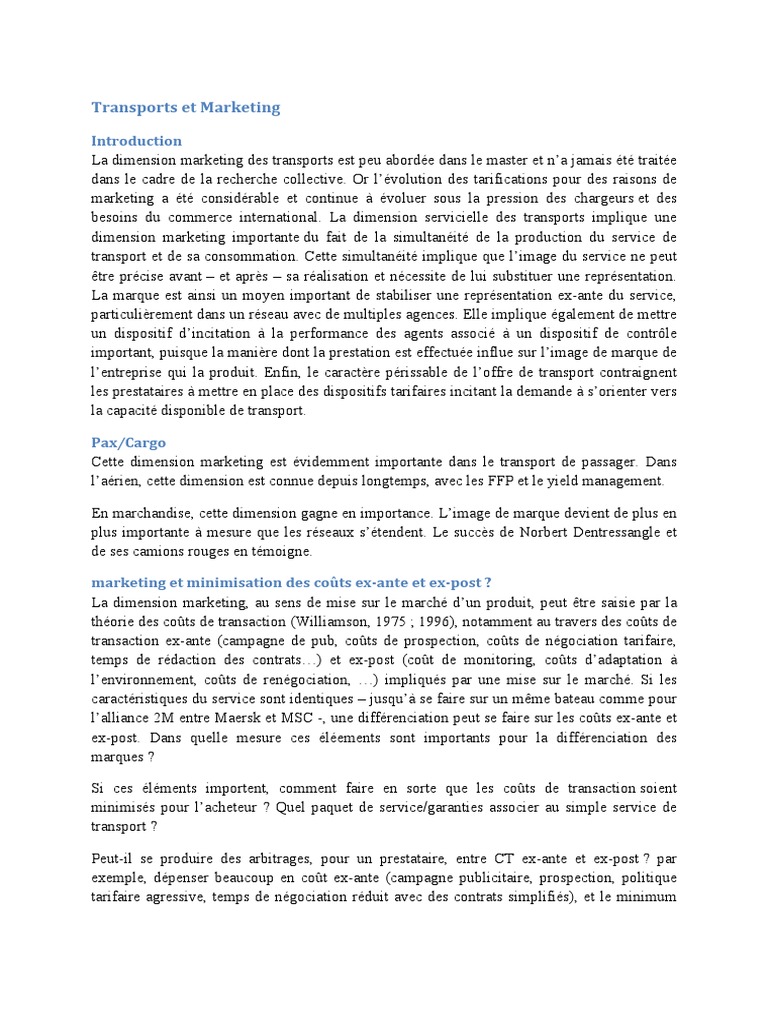 Marketing dans le Transport Moderne | PDF | Commercialisation | Transport
