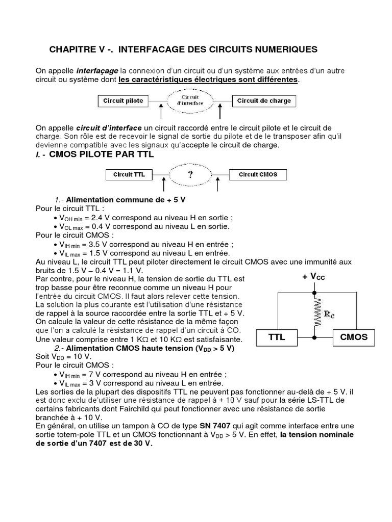 5 Interfacage Des Circuits Numeriques | PDF | CMOS | Tension électrique