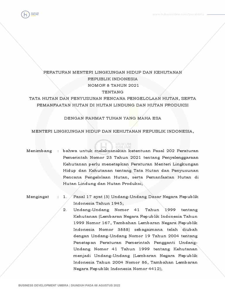 Permen LHK 8 2021 | PDF