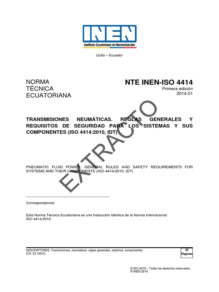 Nte Inen Iso 4414 | PDF | Organización internacional para la estandarización