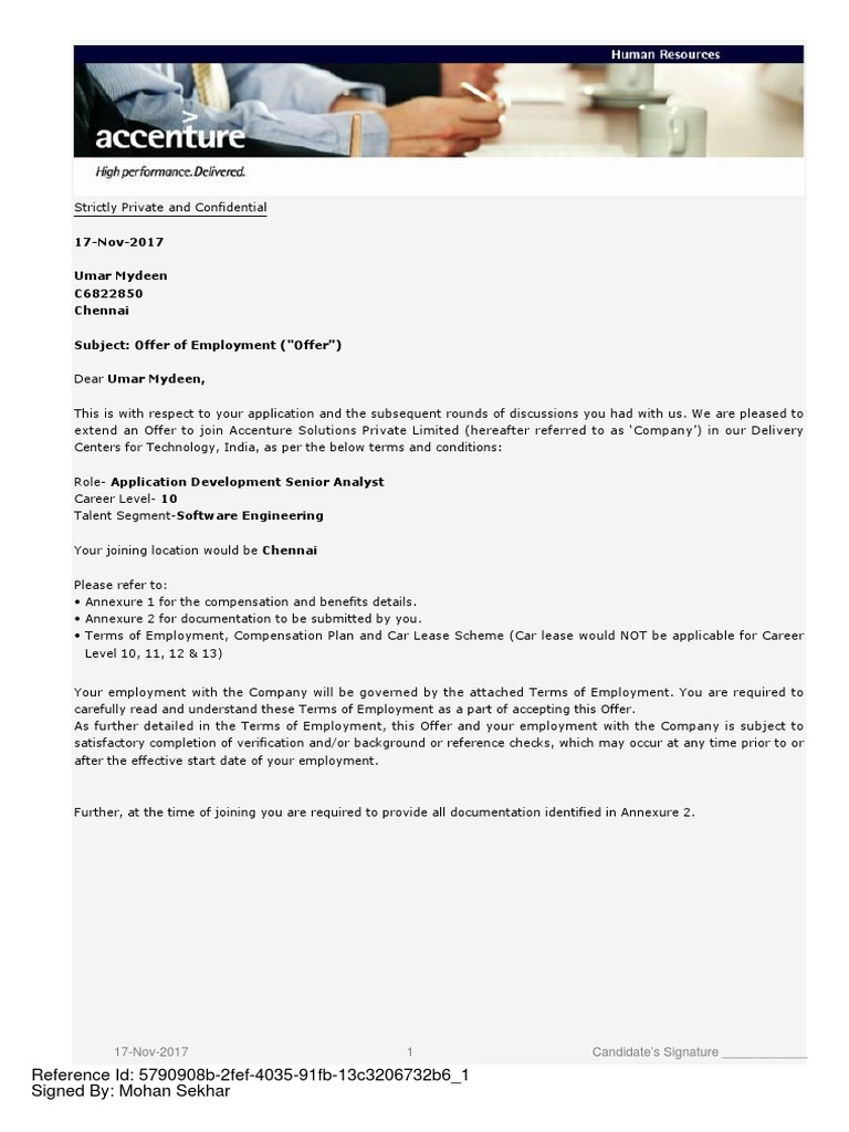 C6822850 Signed OfferLetter | PDF | Insurance | Compensation And Benefits