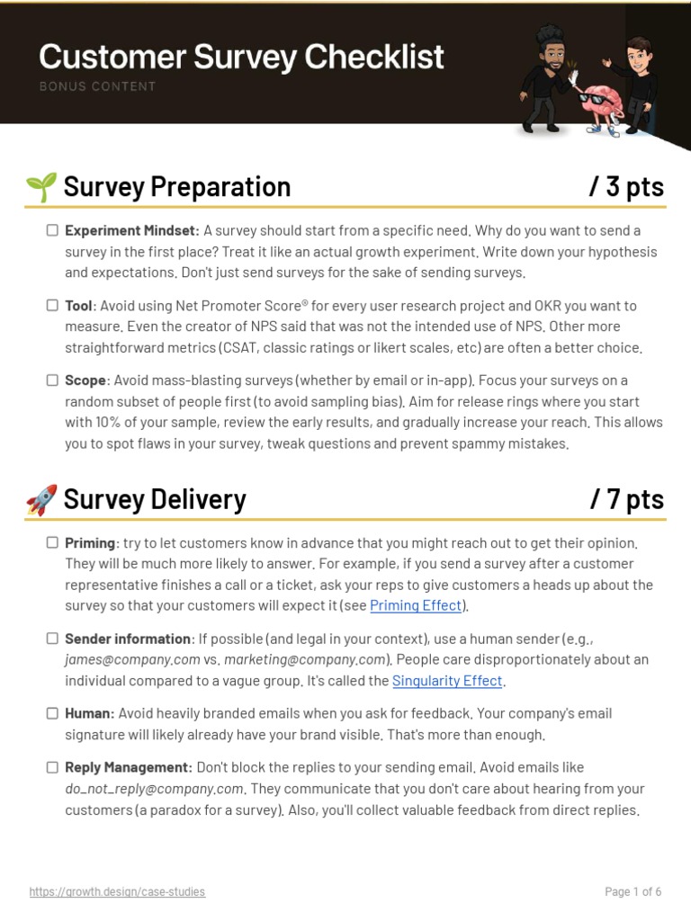 Customer Survey Checklist | PDF | Customer Satisfaction | Cognition