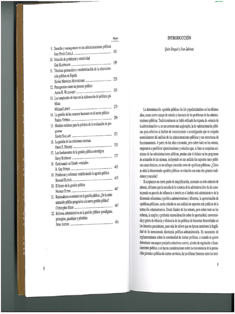 Lectura Brugue y Subirats Gesti N P Blica 1996 | PDF