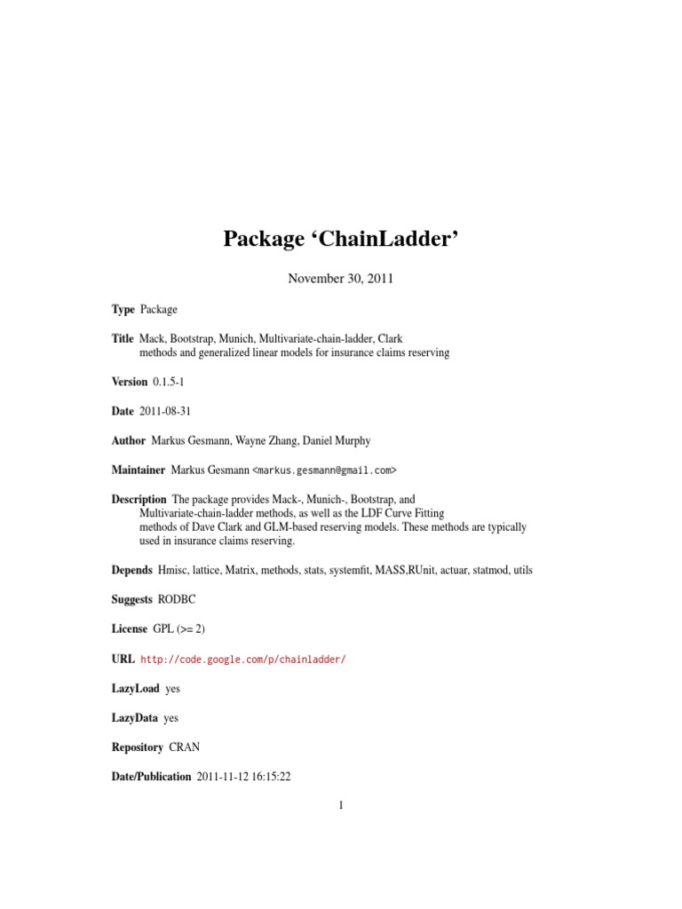 Chain Ladder | PDF | Function (Mathematics) | Matrix (Mathematics)