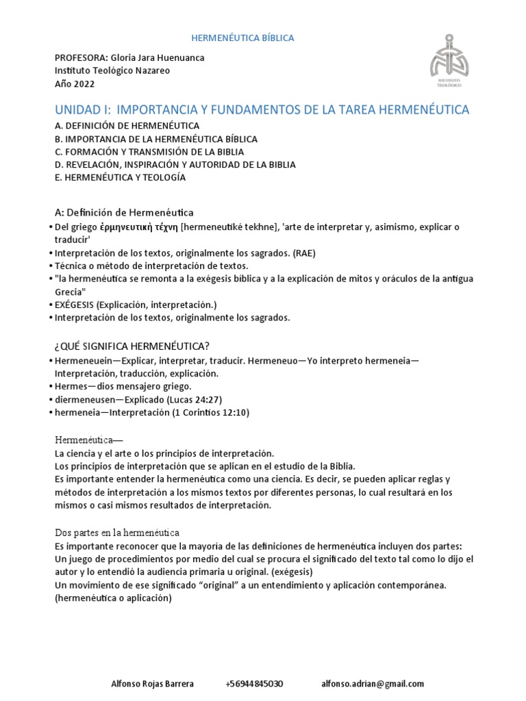 HERMENÉUTICA BÍBLICA CLase 1 | PDF | Biblia | Canon bíblico