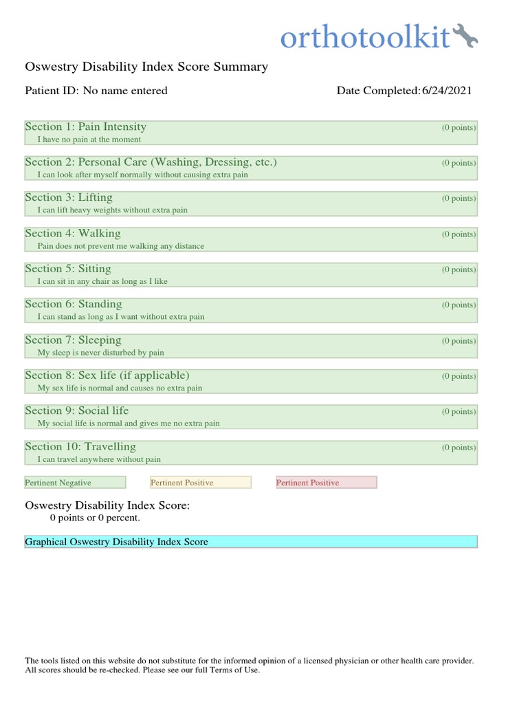 OrthoToolKit_Oswestry_Disability_Index_Report | PDF