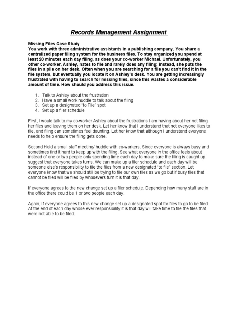 Records Management Assignment-Alysha | PDF | Computer File Records Management Assignment-Alysha | PDF | Computer File