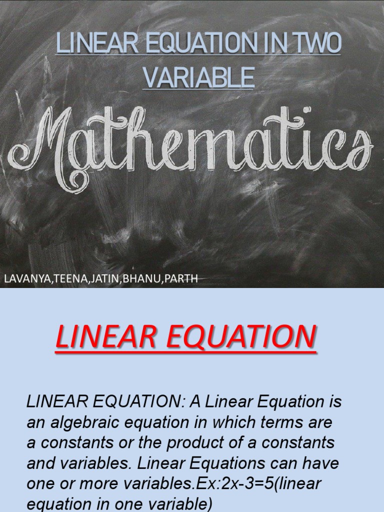 Linear Equation in Two Variables | PDF | Language Arts & Discipline ...