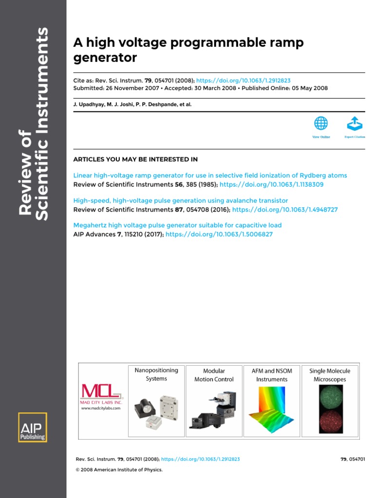 A High Voltage Programmable Ramp Generator: Articles You May Be ...