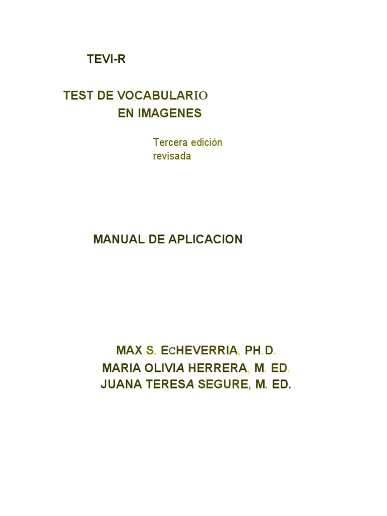Manual de Aplicación del TEVI-R | PDF | Ciencia cognitiva | Lingüística