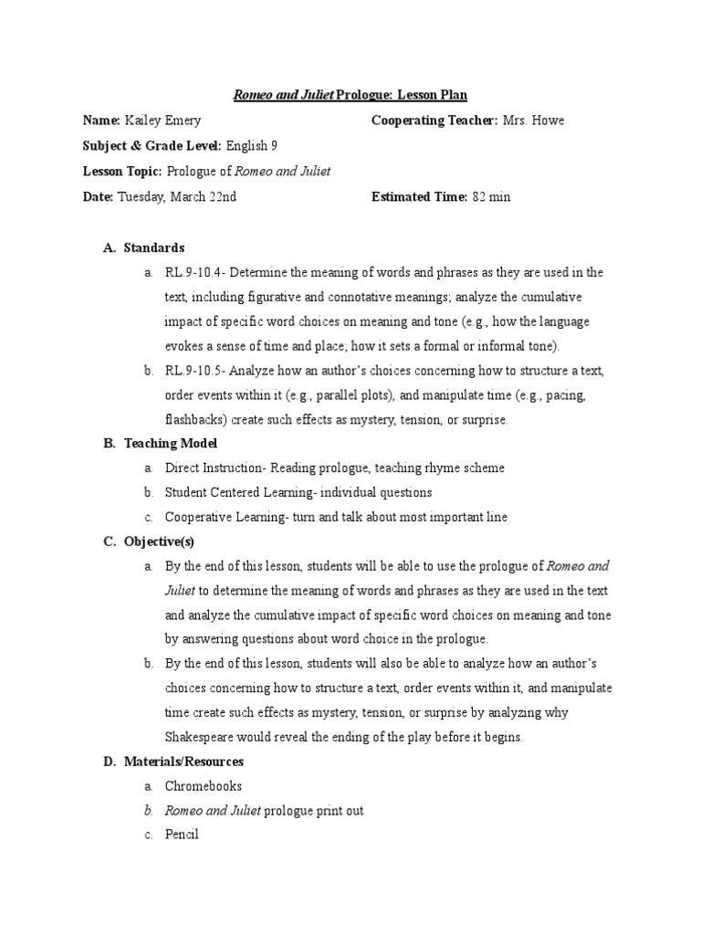 p2 Lesson 3 Romeo and Juliet | PDF | Romeo And Juliet | Individualized ...