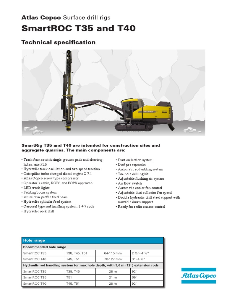Smartroc T35 and T40: Atlas Copco Surface Drill Rigs | PDF | Pump ...