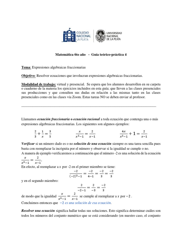 MATEMÁTICA 6to Año - Práctico 4 | PDF | Ecuaciones | Factorización