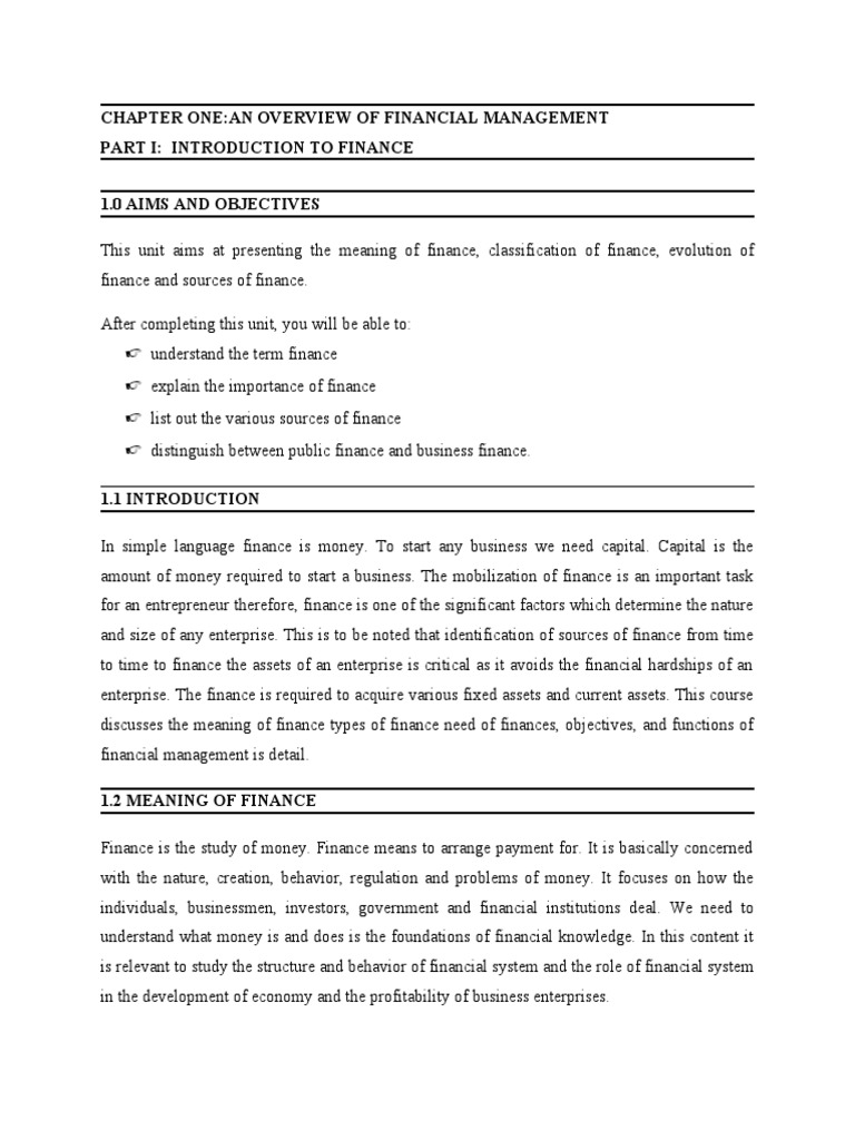 Chapter One:An Overview of Financial Management Part I: Introduction To ...