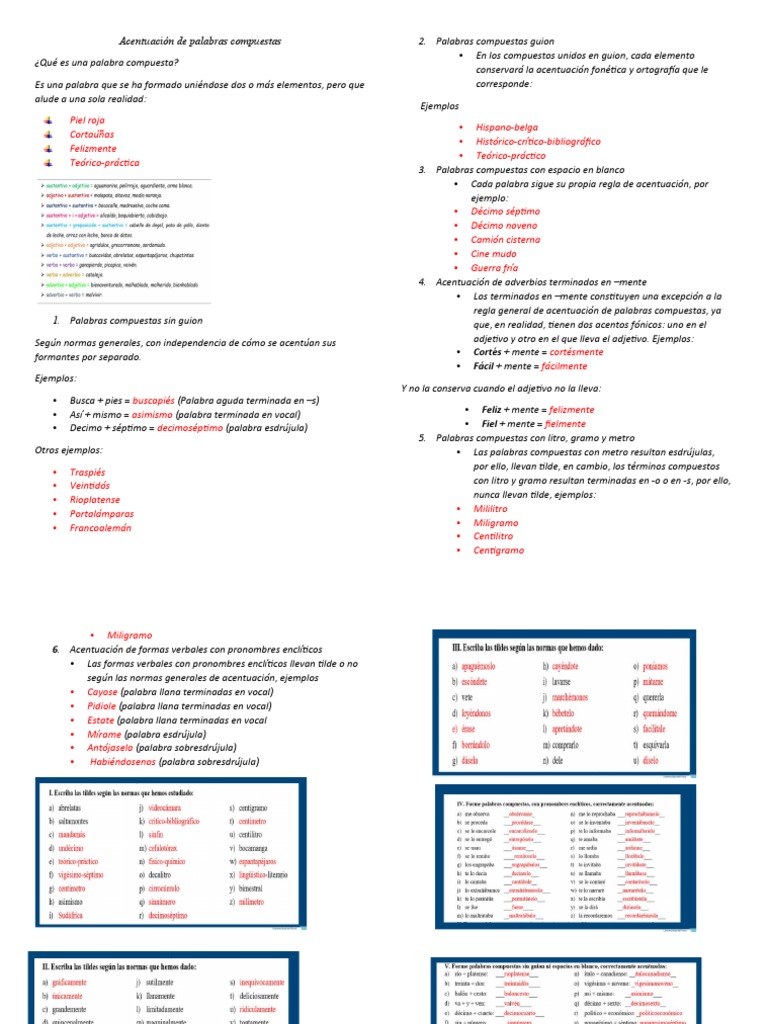 Acentuación de Palabras Compuestas | PDF | Lingüística | Estrés ...