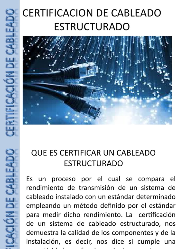 Presentacion - Certificacion de Cableado Estructurado | PDF | Ciencias de la Computación ...