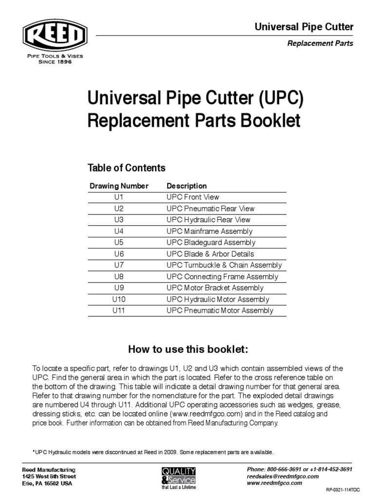 Universal Pipe Cutter Parts Guide | PDF | Manufactured Goods | Equipment