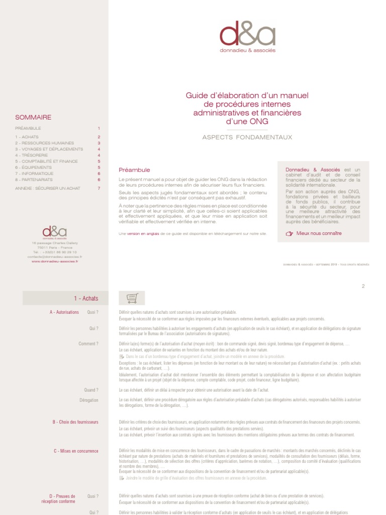 Manuel des procédures internes ONG | PDF | Comptabilité | Banques