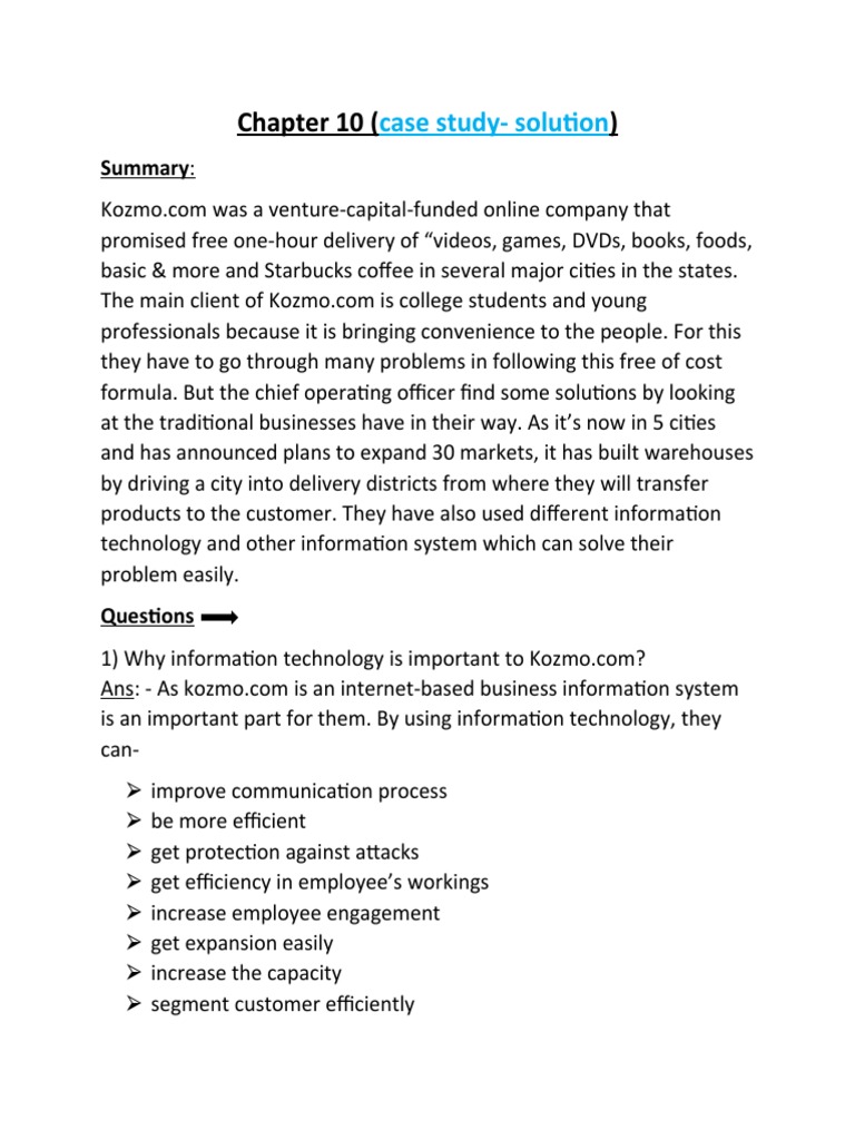 Chapter 10 : Case Study-Solution | PDF | Sales | Inventory