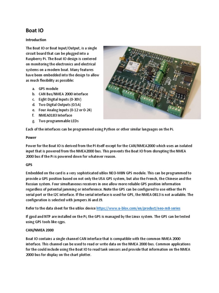 Boat IO | PDF | Input/Output | Embedded System
