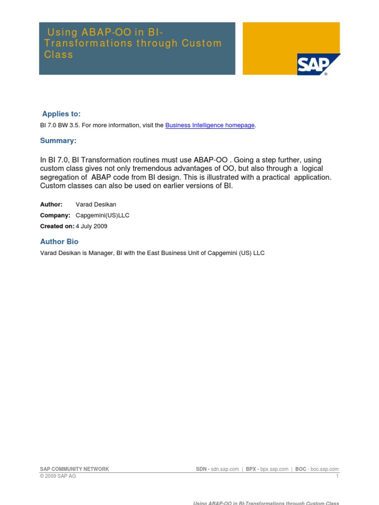 Using ABAP-OO in BI-Transformations Through Custom Class | Download ... Using ABAP-OO in BI-Transformations Through Custom Class | Download ...