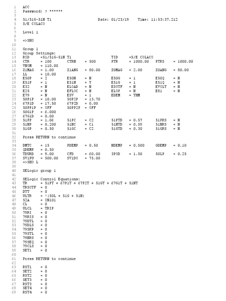 5569 - Print Out SEL 351A Transformador Lado AT | PDF | Digital ...