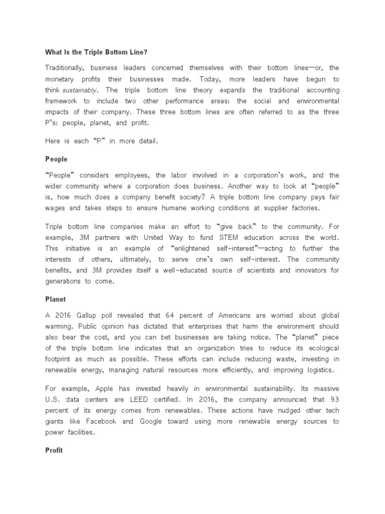The Interrelation Between the Triple Bottom Line Theory and ...