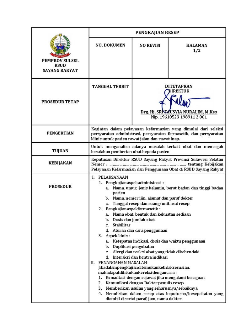 SPO Pengkajian Resep Fix | PDF